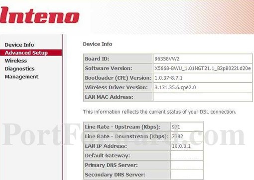 Open Ports on the Inteno DG150B Router